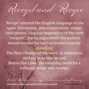 Victorian Cooking: Receipt vs Recipe ~ Which is Correct? - Kristin Holt